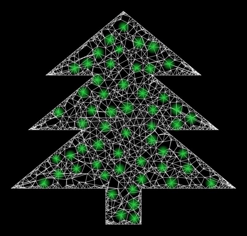 Bright Web Mesh Fir Tree with Glare Spots Stock Vector - Illustration ...