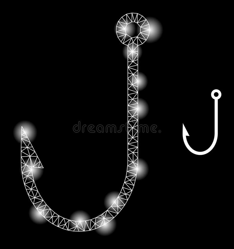 Bright Web Mesh Fish Hook Icon with Sparkles Stock Vector ...