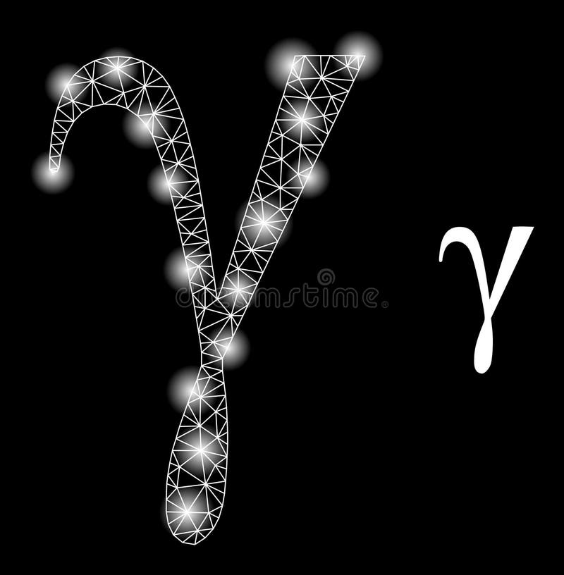 Bright Web Mesh Gamma Greek Lowercase Letter Icon with Glare Dots Stock ...