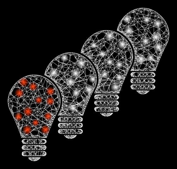 Bright Web Network Lamp Bulbs with Glare Spots Stock Vector ...