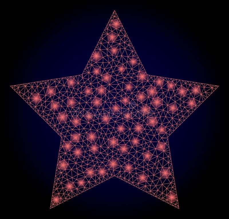 Bright Web Mesh Red Star with Lightspots Stock Vector - Illustration of ...