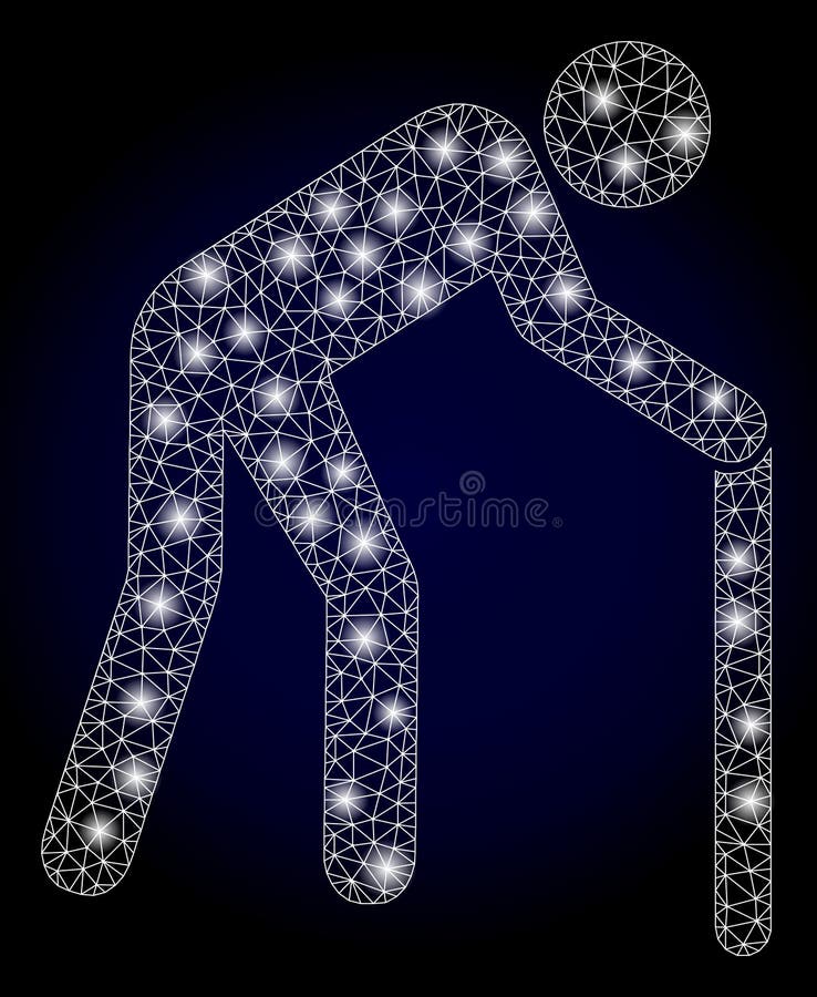 Old Retired Person with Walking Stick Following Arrow Sign Direction ...