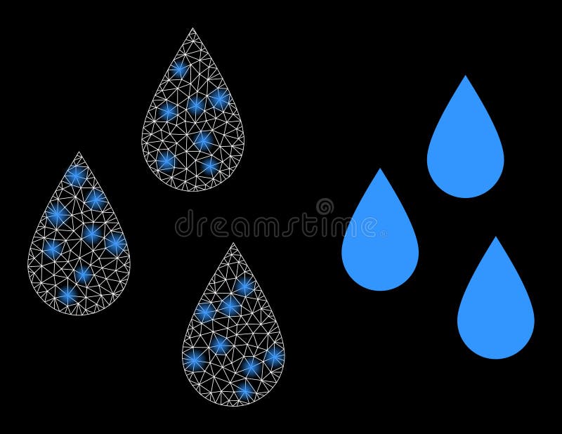 Bright Web Mesh Water Drops with Glare Spots Stock Vector ...
