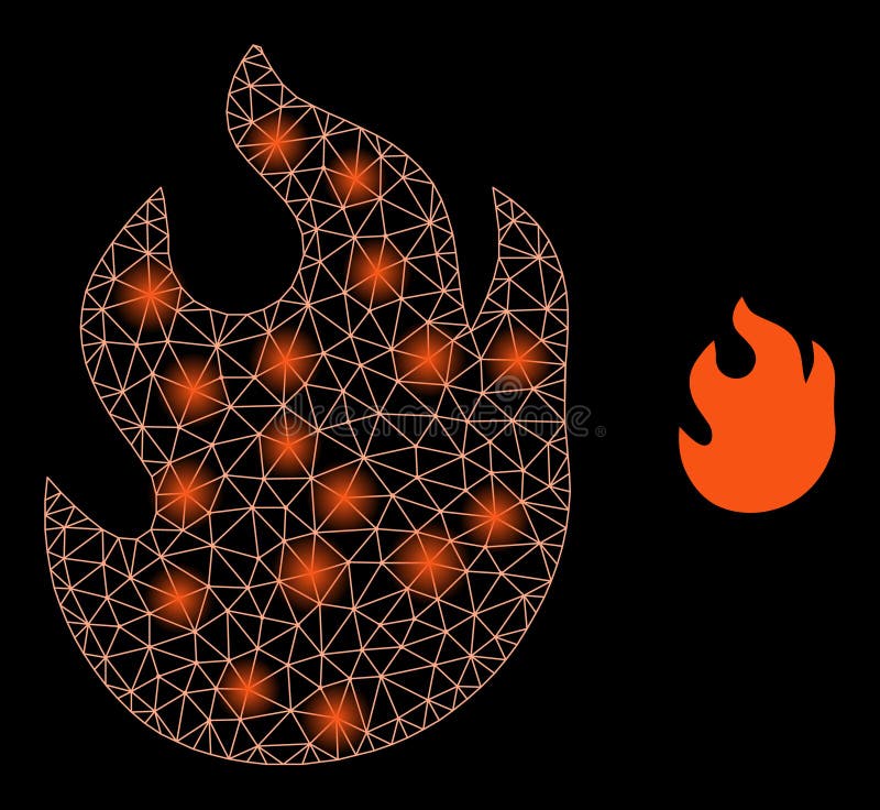Bright Web Net Fire Icon with Constellation Nodes Stock Vector ...