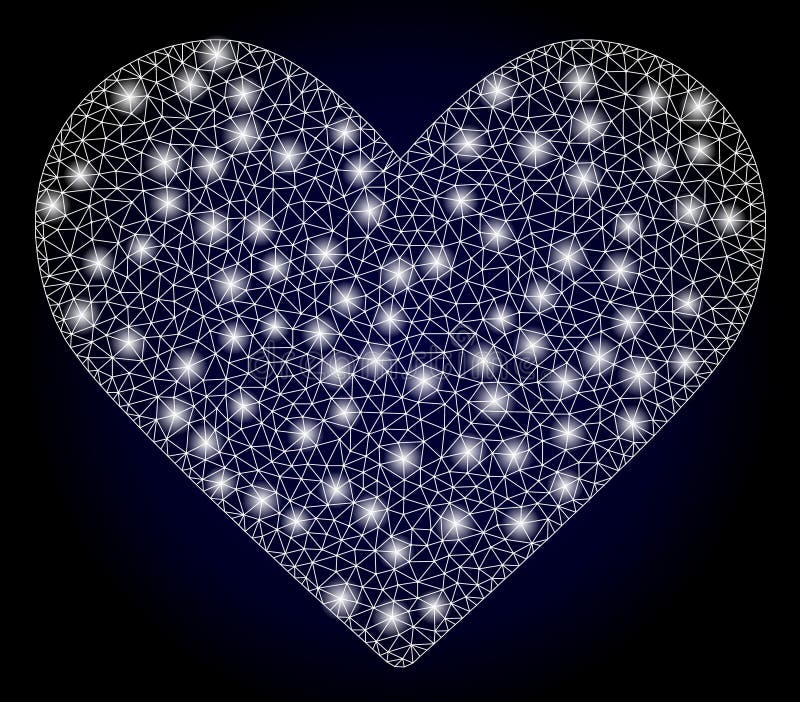 Bright Web Net Love Heart with Light Spots Stock Vector - Illustration ...