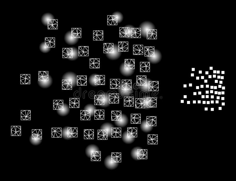 Bright Web Net Scattered Square Particles Icon with Lightspots Stock ...