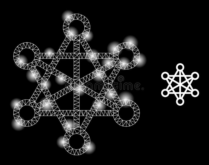 Bright Web Net Star Network Icon with Sparkles Stock Vector ...