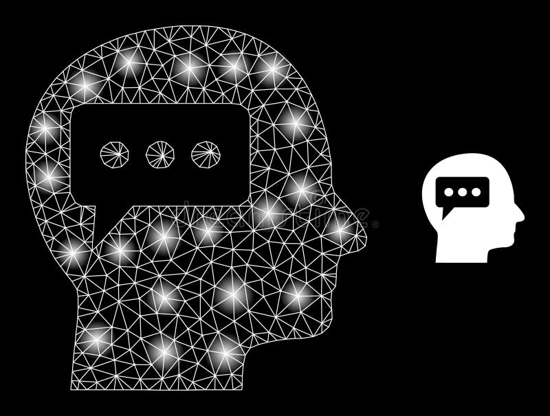 Bright Web Net Thinking Brain Icon with Glare Dots Stock Vector ...