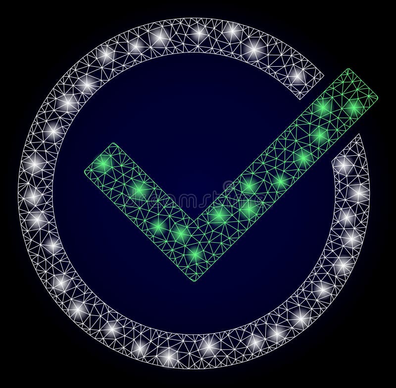 Bright Web Network Accept Tick with Light Spots Stock Vector ...