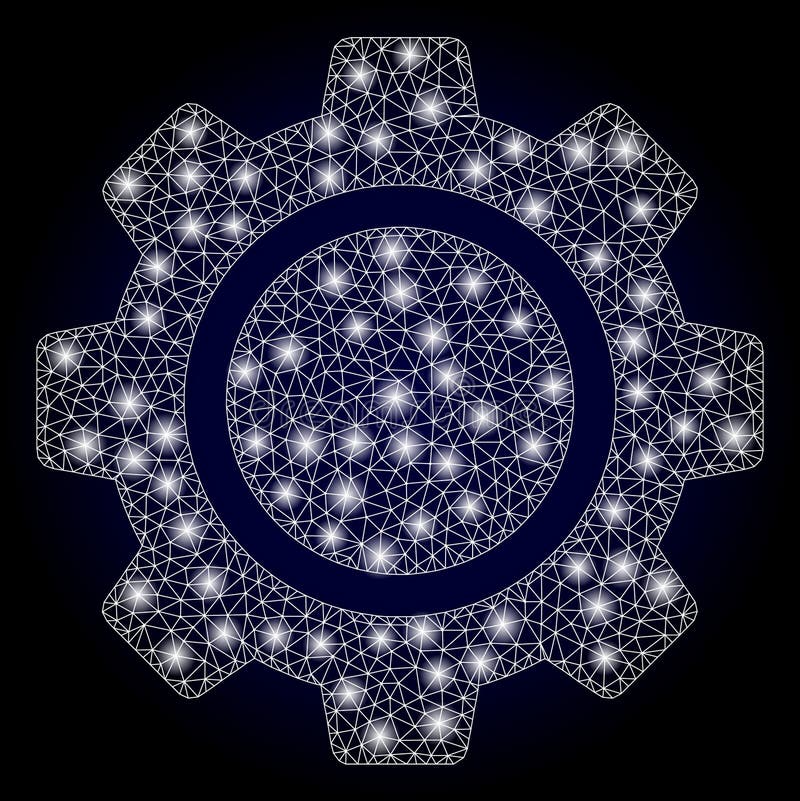 Bright Web Network Cog Wheel with Light Spots Stock Vector ...