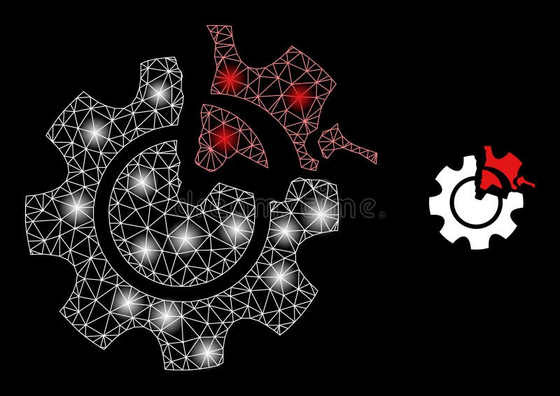 Bright Web Network Gear Damage Icon with Constellation Nodes Stock ...