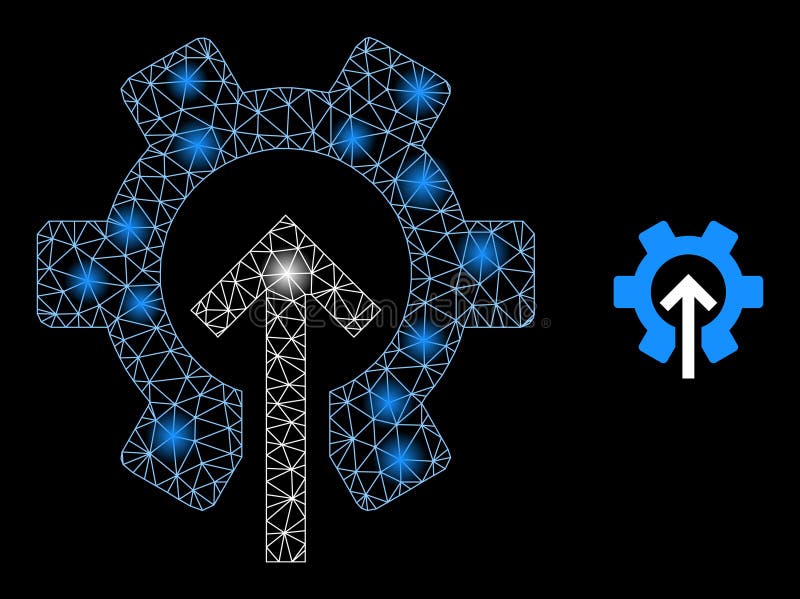 Bright Web Network Gear Integration Icon with Glare Dots Stock Vector ...