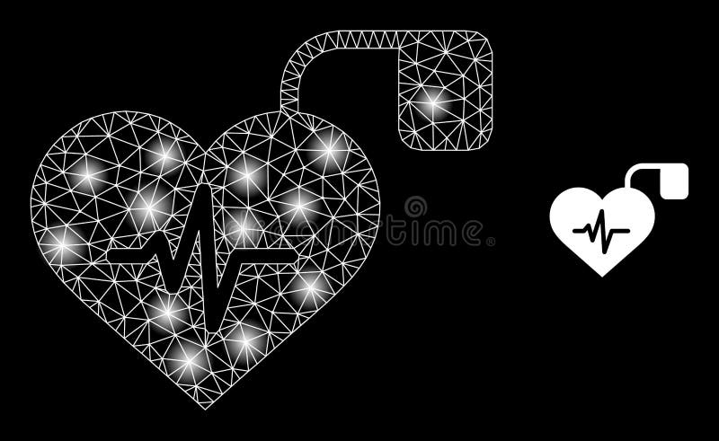 Bright Web Network Pulse Pacemaker Icon with Glare Spots Stock Vector ...