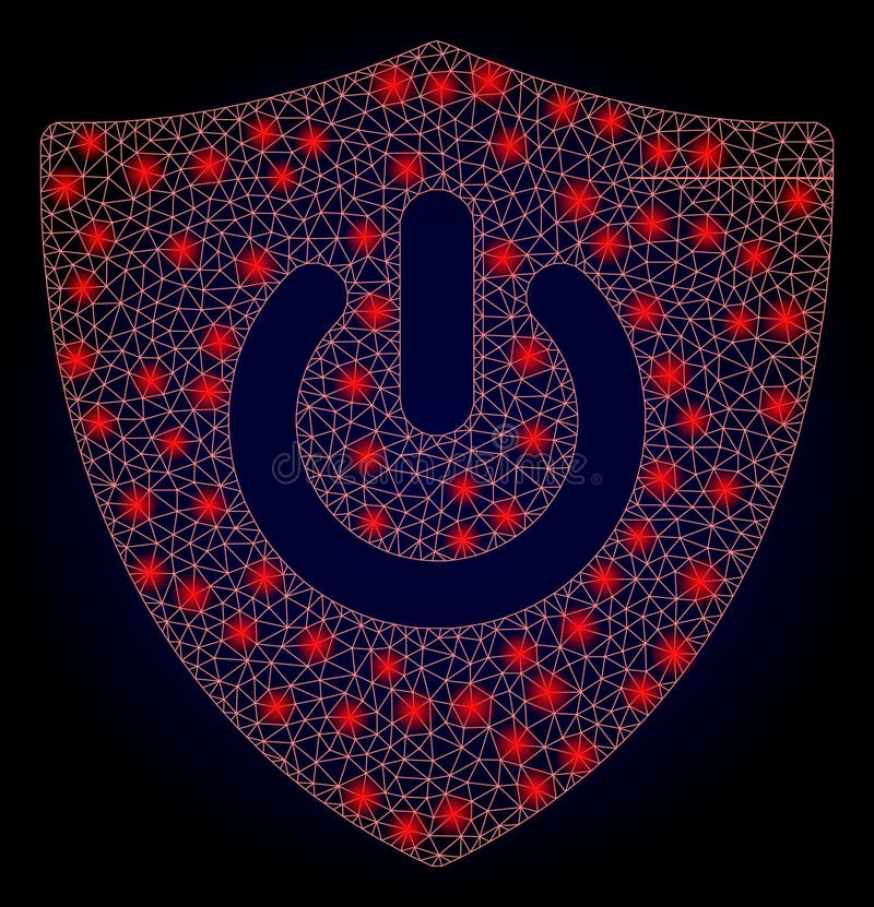 Bright Web Network Shield Turn Off with Glare Spots Stock Vector ...