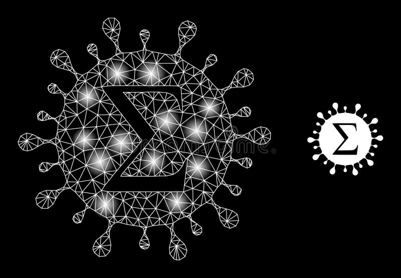 Bright Web Network Sigma Coronavirus Icon with Lightspots Stock Vector ...