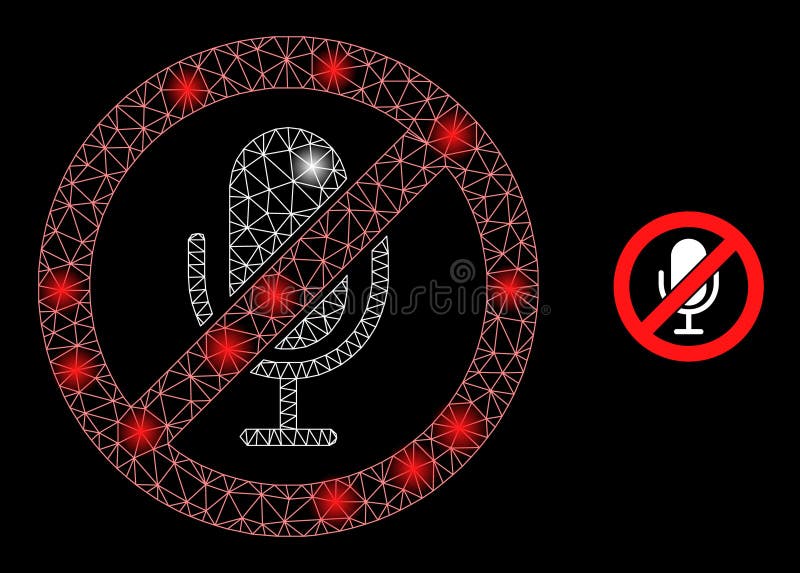 Bright Web Network Stop Microphone Icon with Light Spots Stock Vector ...