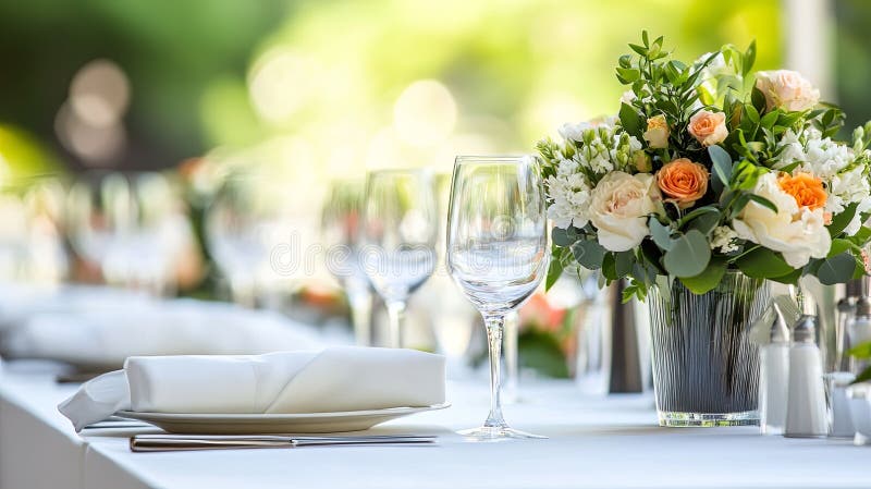 Bright Wedding Reception Minimalist Table Settings Clean Floral ...