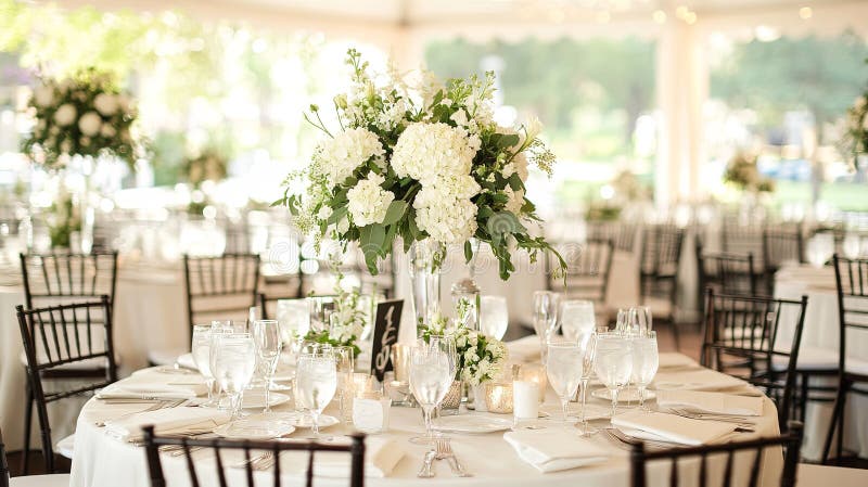 A Bright Wedding Reception with Minimalist Table Settings and Clean ...