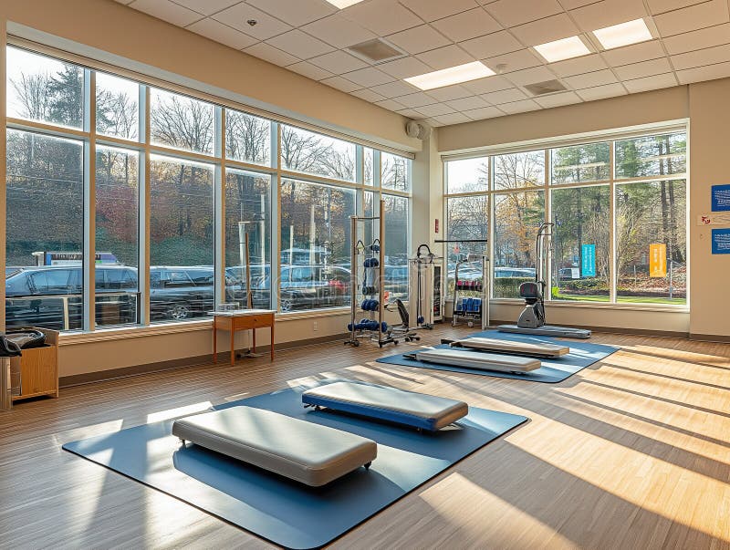 A Bright and Welcoming Physical Therapy Room, Equipped with Exercise ...