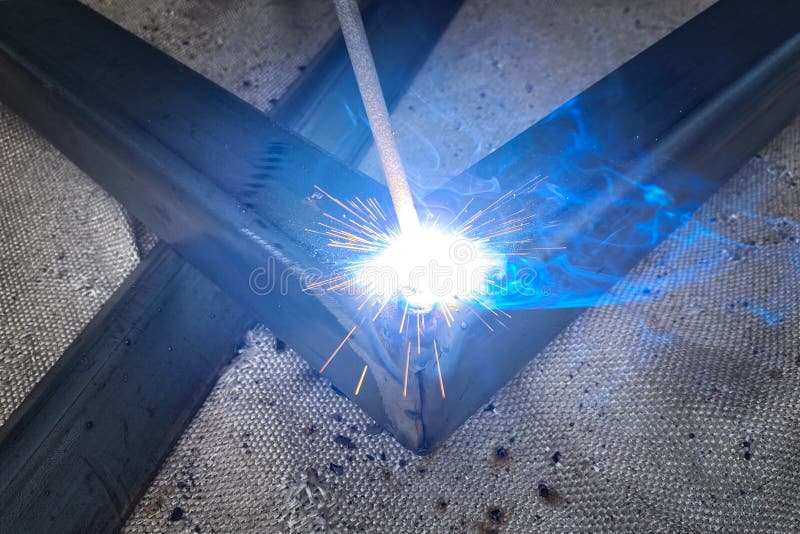Bright Welding Arc, Close-up of Metal Welding, Many Sparks Stock Photo ...