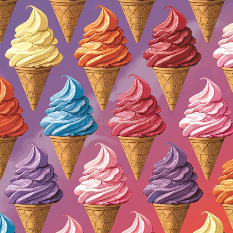 Bright, Whimsical Ice Cream Design. Stock Illustration - Illustration ...