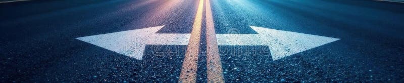 Bright White Arrow on Dark Road Surface, Clear Directional Marking ...