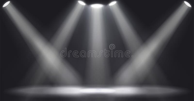 Bright White Beams of Light from Spotlights on Dark Background. Studio ...