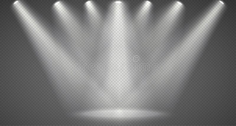 Bright White Beams of Light from Spotlights on Transparent Background ...
