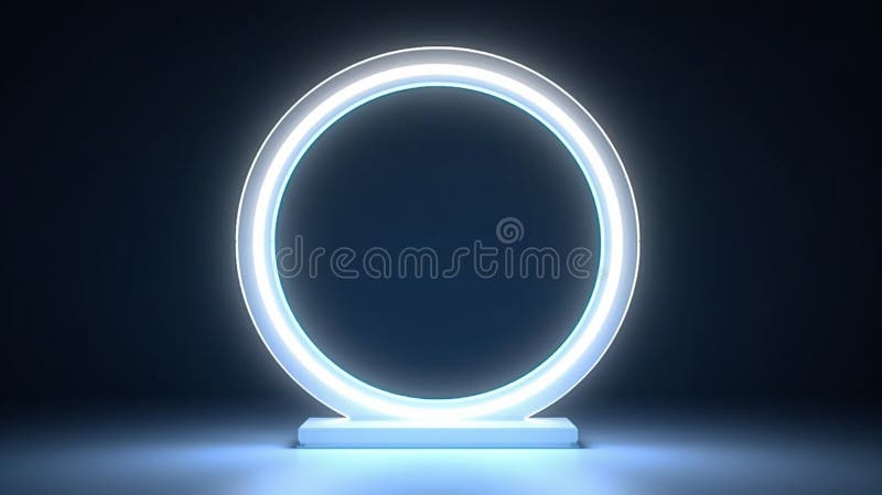 Bright White Circle Neon Light on Backdrop with Negative Space Stock ...