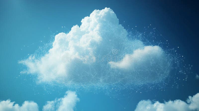 Bright White Cloud with Sparkles in Blue Sky Stock Illustration ...
