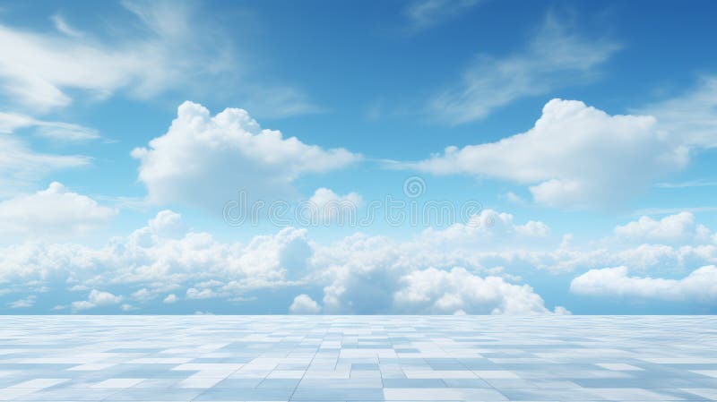 A Bright Blue Sky Filled with Fluffy White Clouds Over an Expansive ...