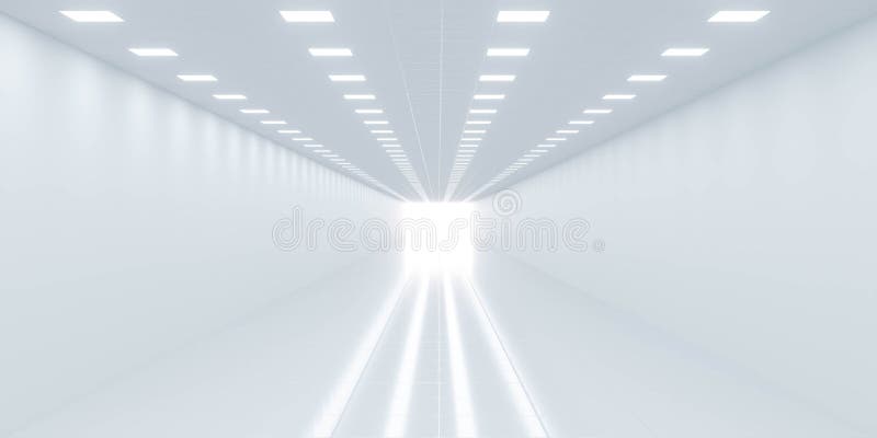 Bright White Corridor with Light at the End 3d Render Wallpaper ...
