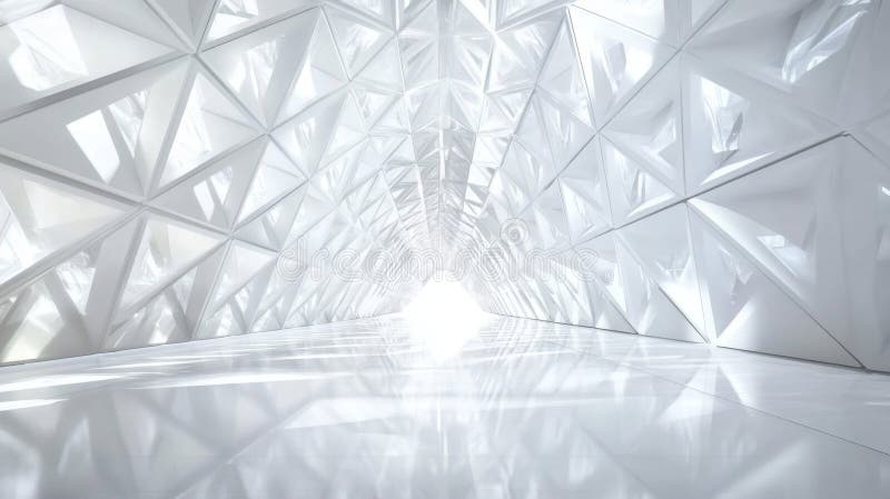 Bright White Geometric Tunnel Architecture Stock Illustration ...