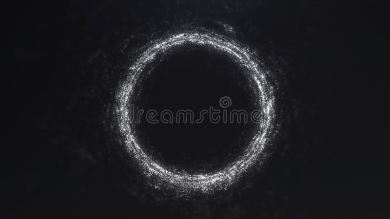 Bright White Glowing Ring Made of Soft Particles on Black Background ...