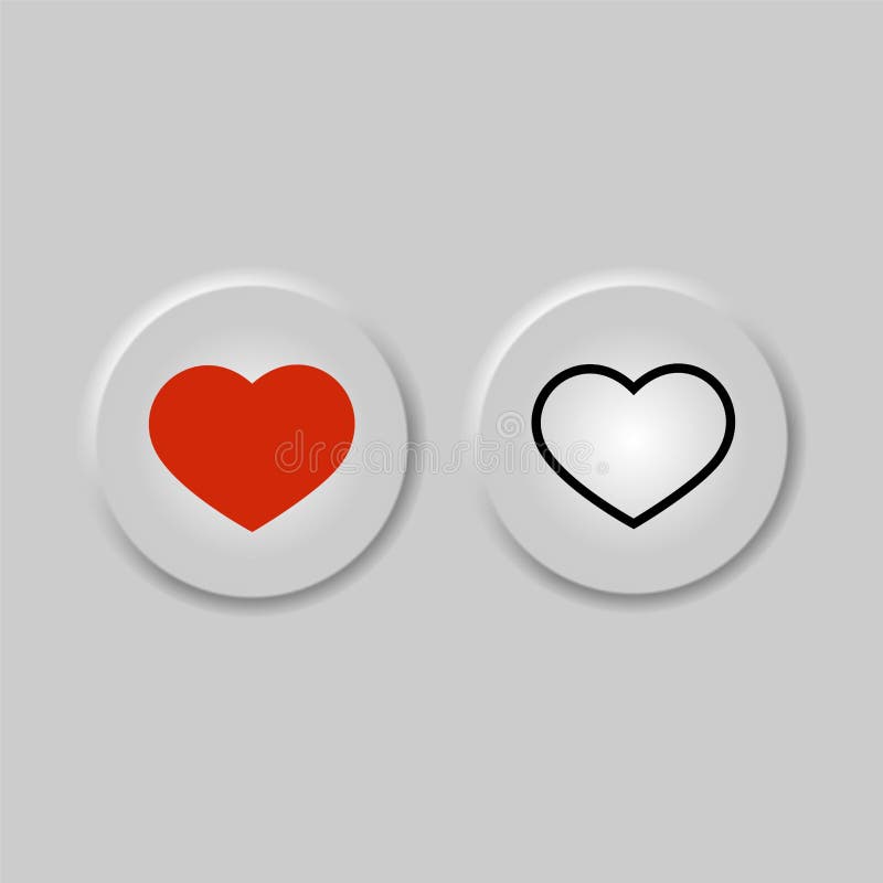Bright White Gradient Square Button with Red Heart Shape. Internet ...