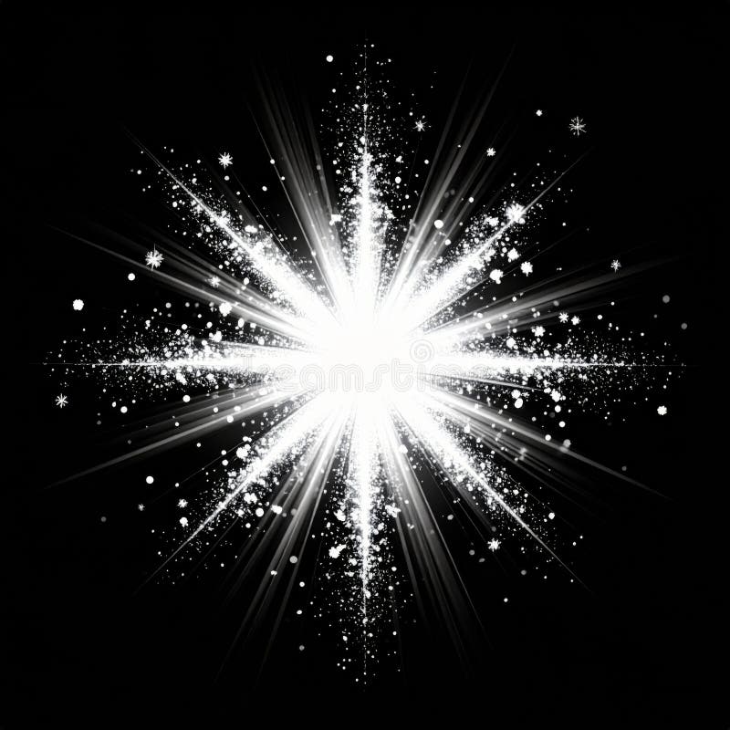 Bright White Light Burst on Black Background Stock Illustration ...