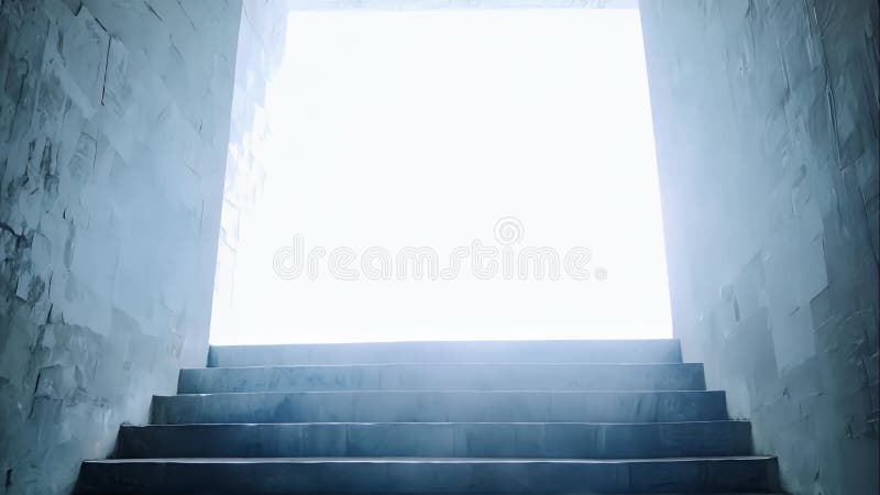 Bright White Light Bursting through an Open Doorway, with Steps Leading ...