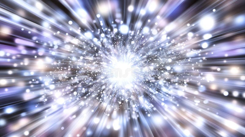 Bright White Light Exploding with Rays and Particles Expanding from the ...