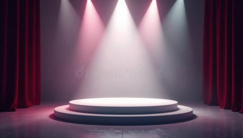 Bright White Light Illuminates a Bare Stage Platform , Empty Stage ...