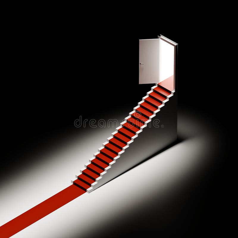 Bright White Light from an Open Door at the End of a Staircase, Life ...