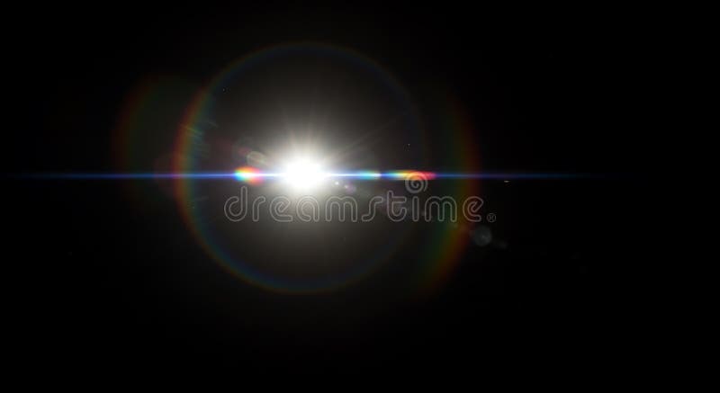 Bright Light with Rainbow Lens Flare Shining in the Darkness Stock ...