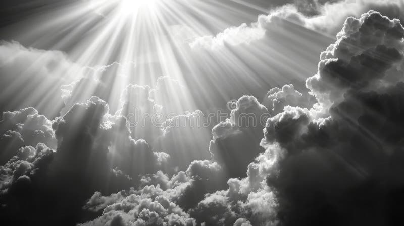 The Bright White Light of the Sun Breaks through the Dark Clouds ...