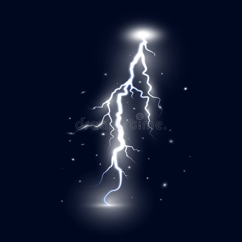 Bright White Lightning Isolated on Dark Background. Thunder Storm ...