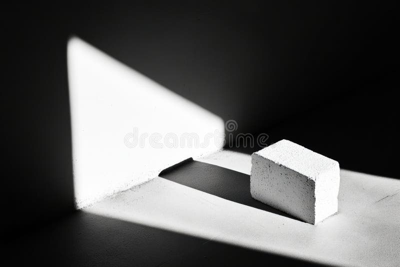 Bright White Object Casting Deep Shadows in a High-Contrast Minimalist ...