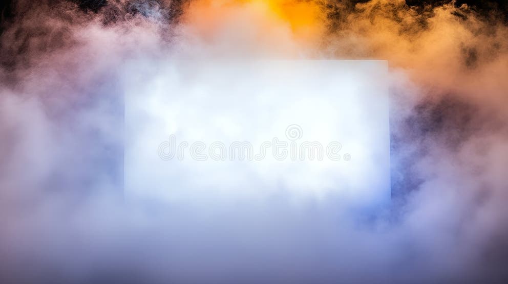Bright White Rectangle in Colorful Smoke Clouds Abstract Background ...