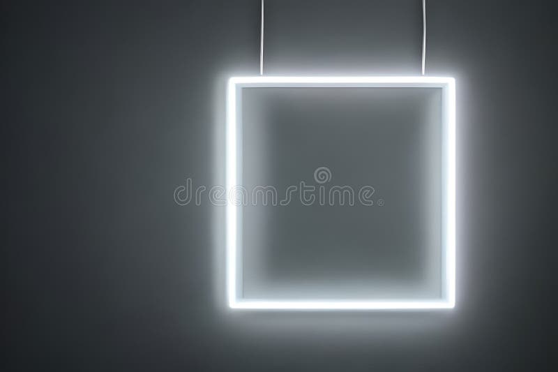 Bright White Rectangle Neon at the Wall Backdrop and Background Stock ...