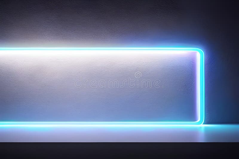 Bright White Rectangle Standing Neon Light at the Wall Backdrop and ...