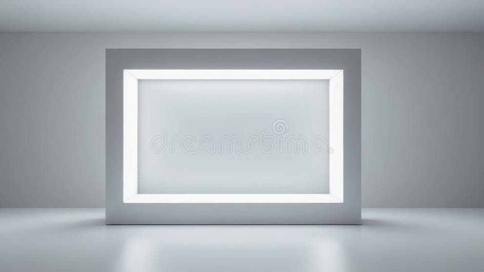 Bright White Rectangular Frame in a Minimal Room, Showcasing Sleek ...