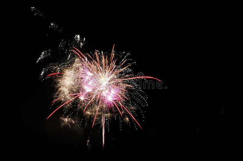 Bright Red White Fireworks at Autumn Fair at Night in Enschede in the ...