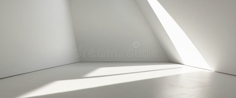 A Bright White Room with Angled Walls and a Single Light Source Casting a Shadow. Stock Photo ...